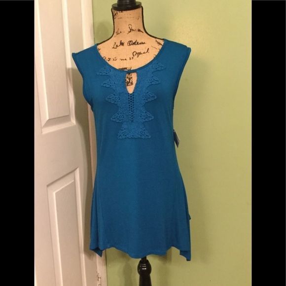 JW Designs | Tops | Dark Teal Lace Front Tunic | Poshmark